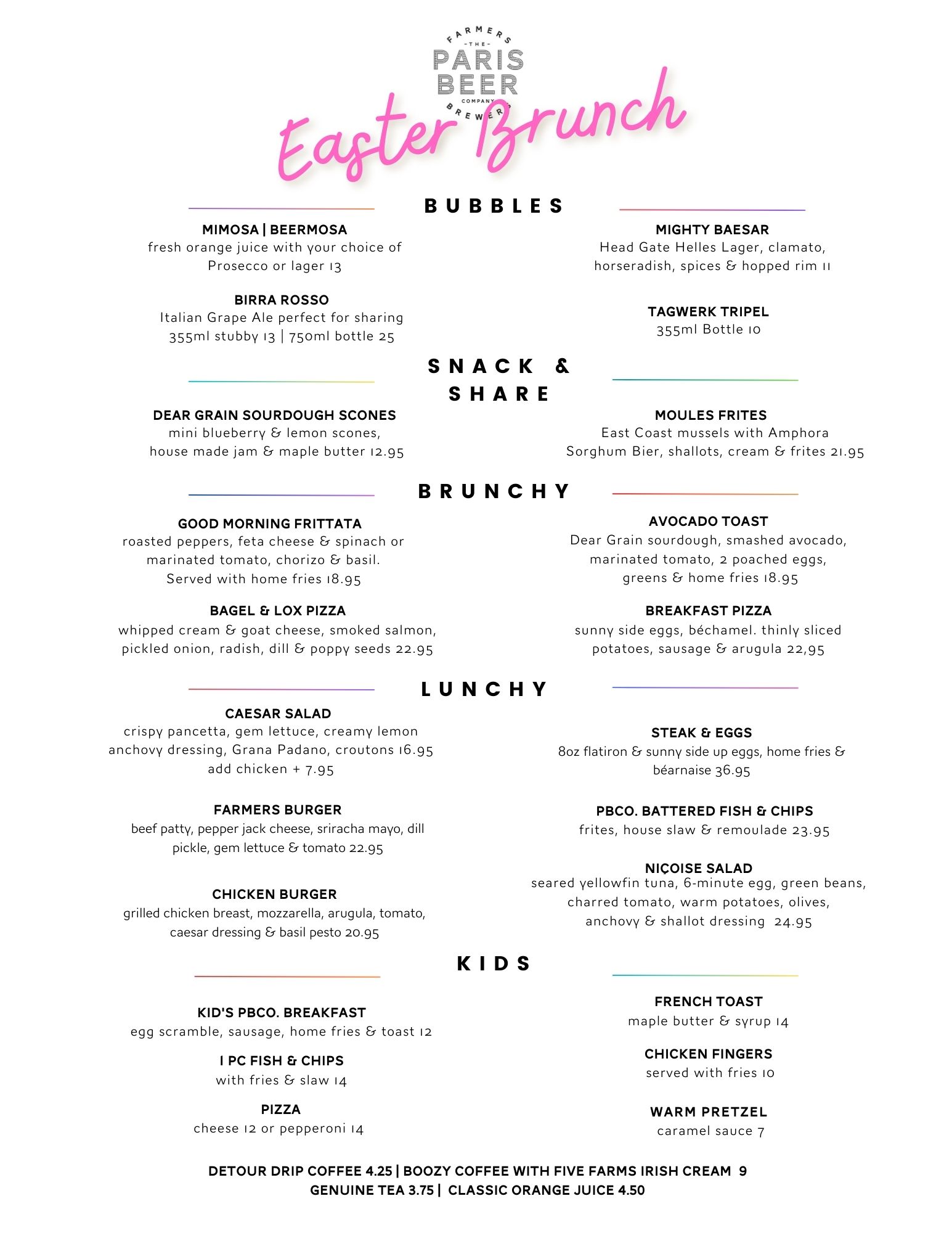 Easter Sunday a la carte Brunch - Paris Brewing